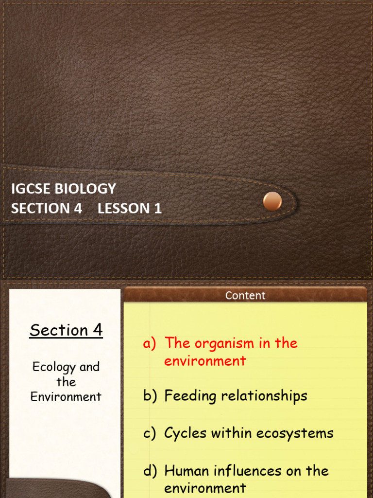 IGCSE Biology Section 4 Lesson 1 | PDF | Ecology | Natural Environment