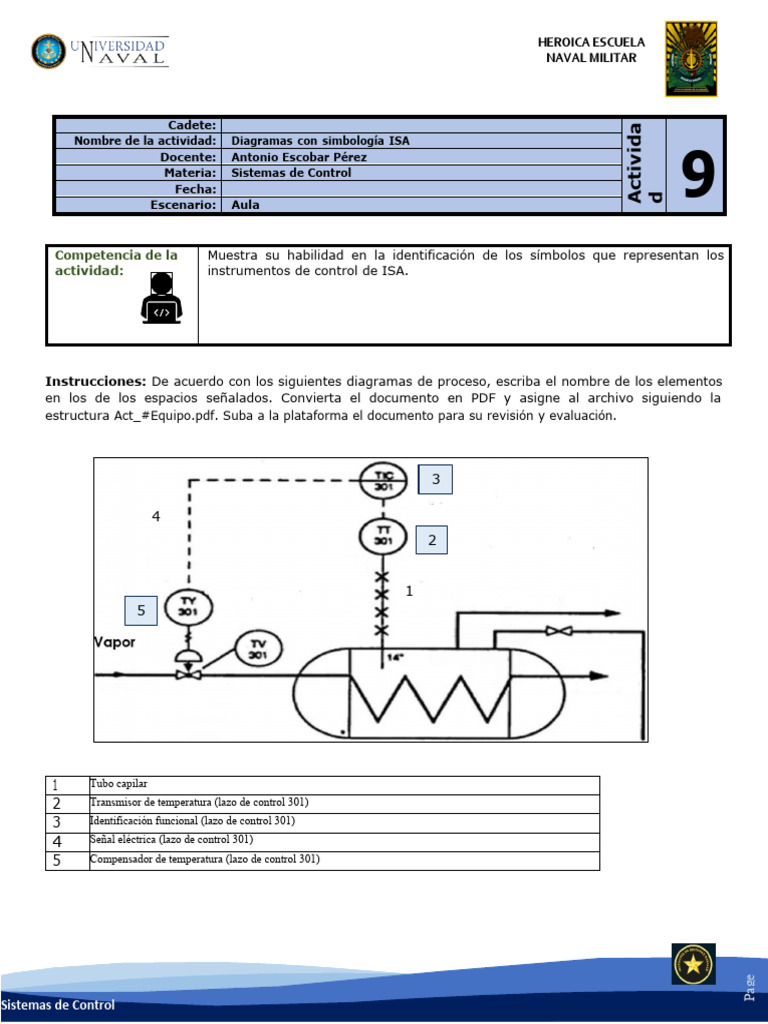 Actividad 9. Diagrama Con Simbologia ISA | PDF | Sistema de control