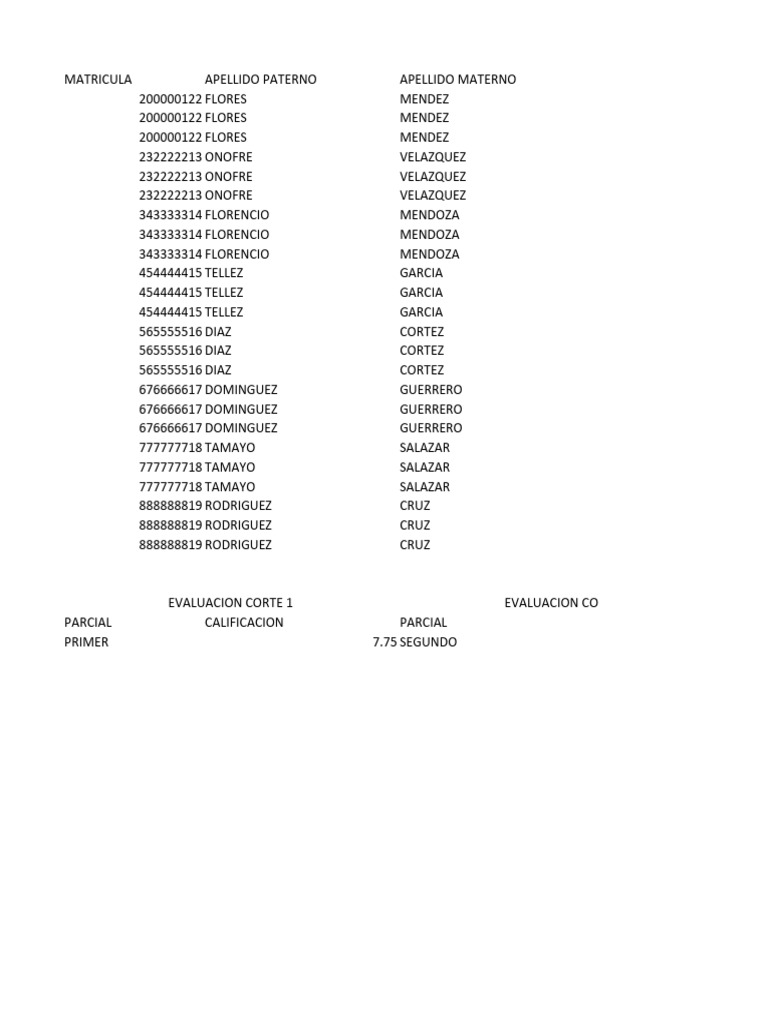 Tabla Datos Base | PDF