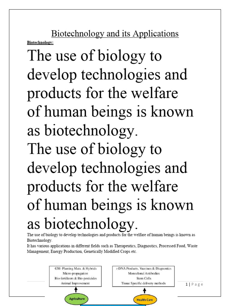Biotechnology and Its Applications | PDF | Genetic Engineering ...