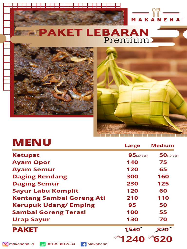 Makanena' Menu and Paket Lebaran Options | PDF