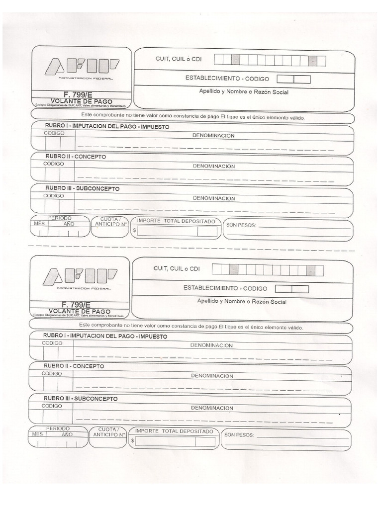 Volante de Pago AFIP | PDF