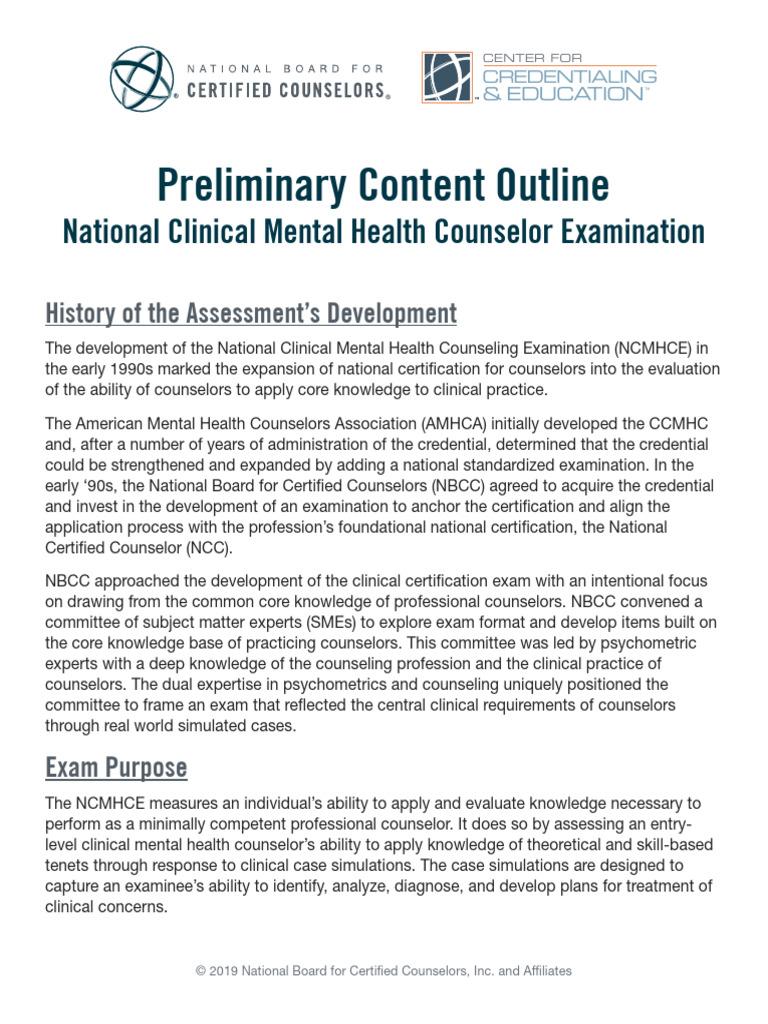 NCMHCE Outline | PDF | Counseling Psychology | Psychotherapy