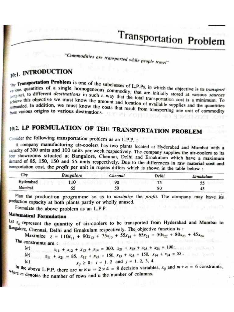 Unit 2 - Transportation Probpem | PDF