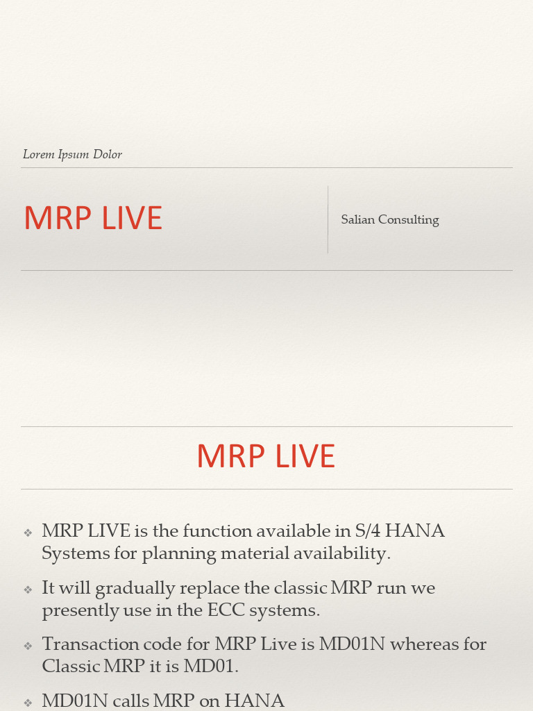 MRP Live vs Classic MRP Overview | PDF | Computing | Computer Science