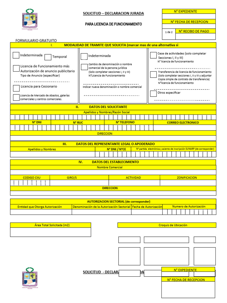 Formato Solicitud DDJJ para Licencia | Descargar gratis PDF | Documento ...