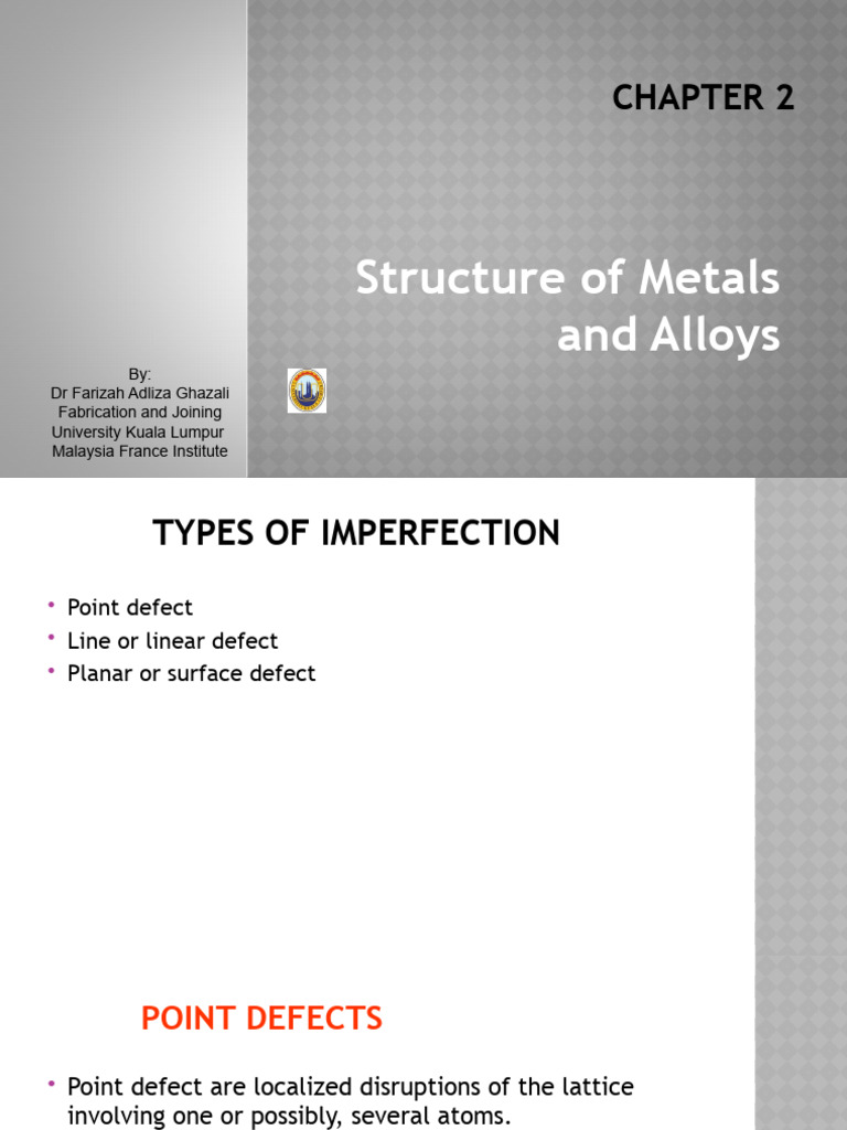 Types of Defects in Metals and Alloys | PDF | Dislocation | Crystallite