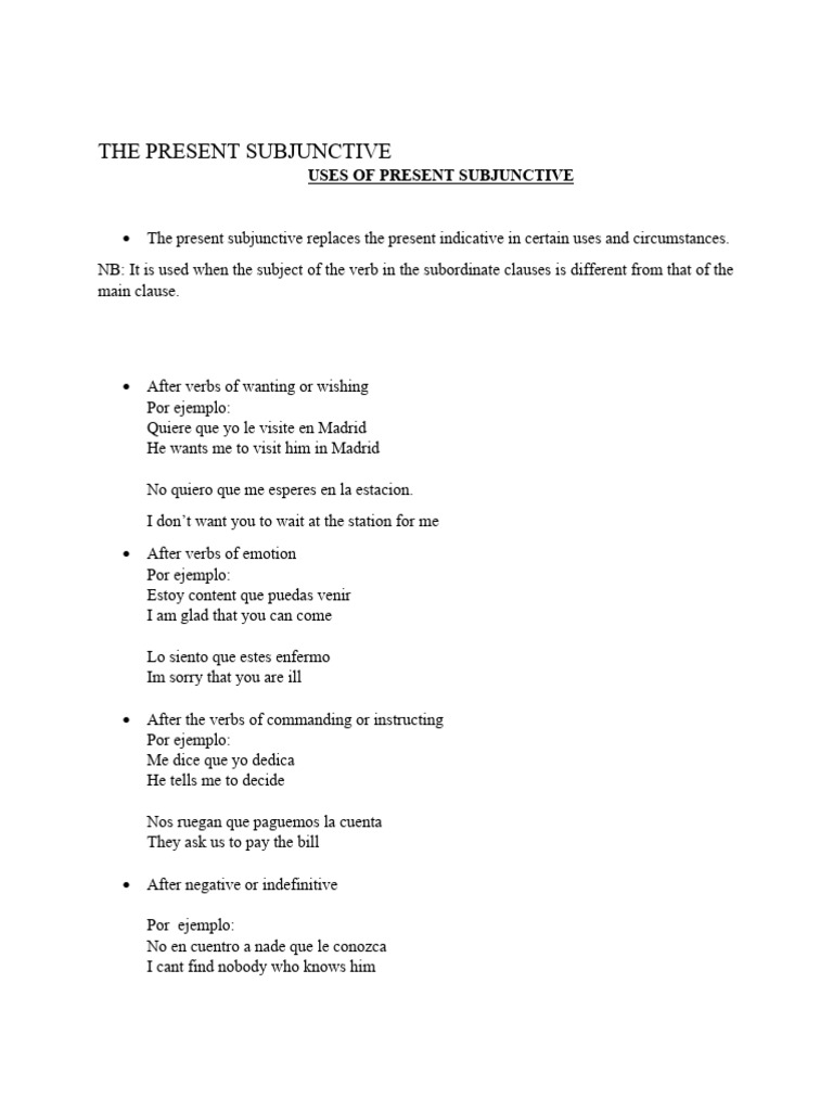 The Present Subjunctive | PDF | Semantic Units | Grammatical Conjugation