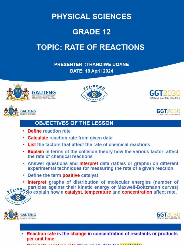 Rate of Reactions 18 April 2024 | PDF | Reaction Rate | Chemical Reactions