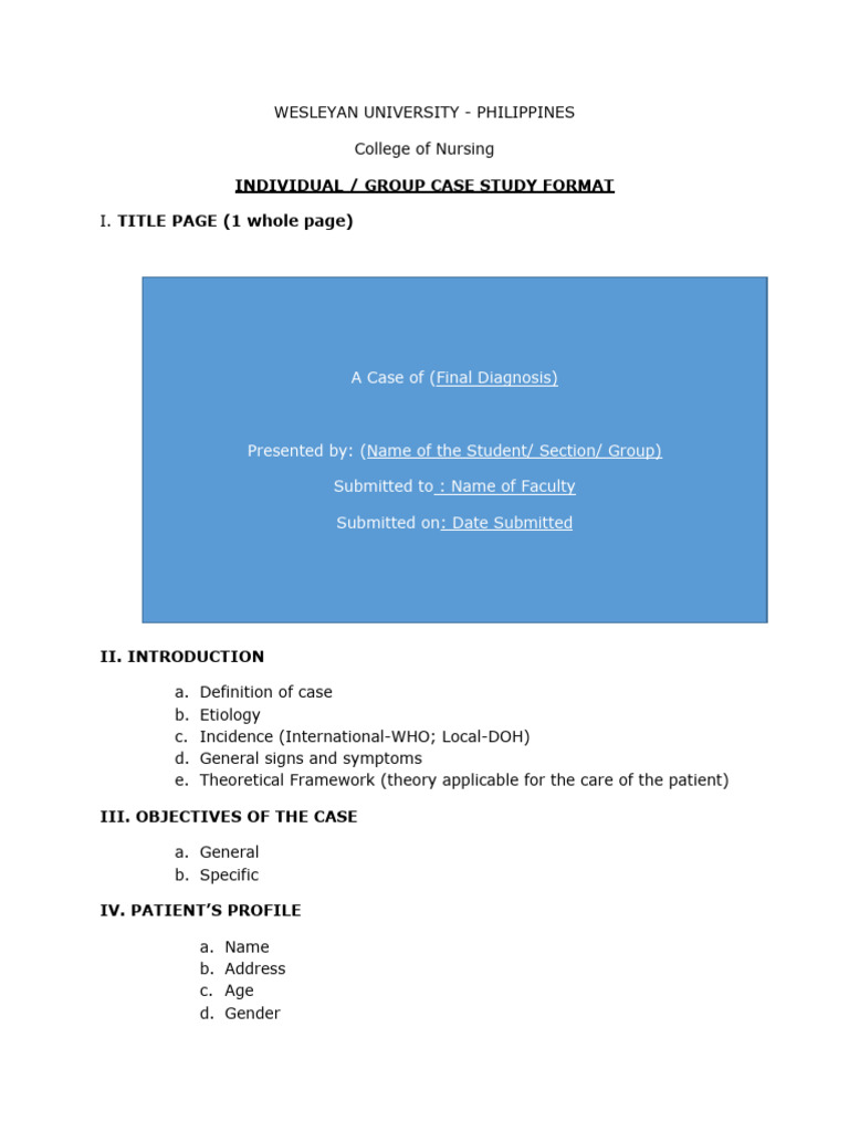 CASE-FORMAT-2024-REVISED | PDF | Nursing | Perception