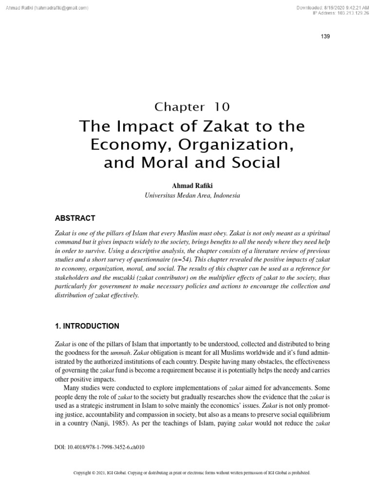 The Impact of Zakat To The Economy, Organization and Moral and Social | PDF | Taxes | Poverty