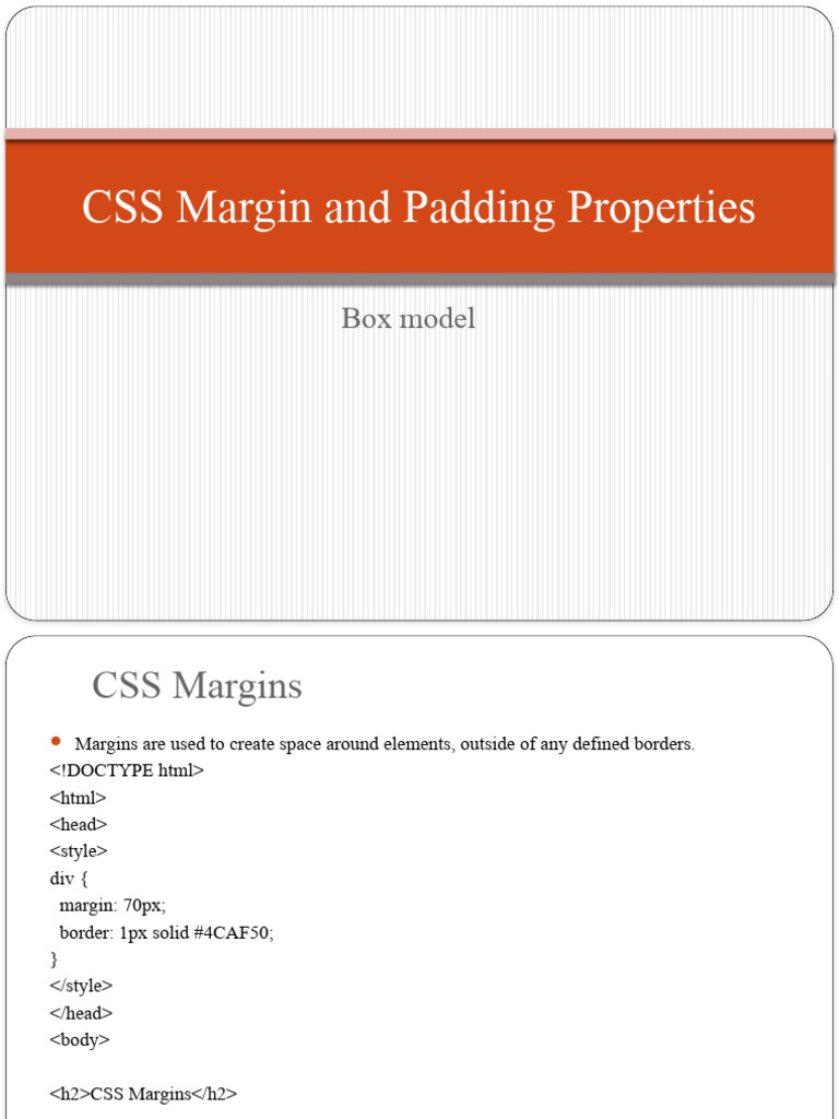 CSS Margin and Padding Properties Box Model | PDF | Web Standards | Web Development