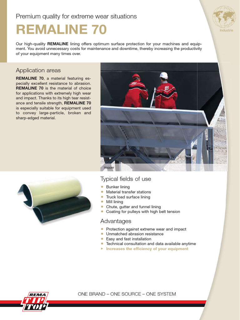 REMALINE 70 Premium Quality Lining For Extreme Wear Situations | PDF ...