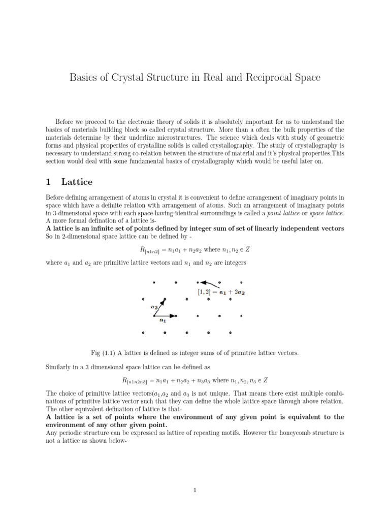 Notes on Crystal Structures | PDF | Crystal Structure | Geometry