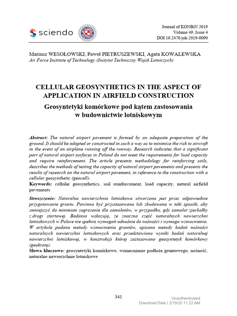 (Journal of KONBiN) Cellular Geosynthetics in The Aspect of Application ...