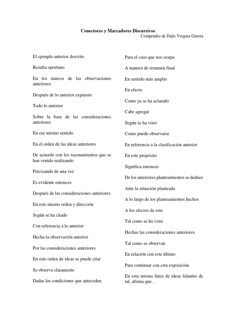 Conectores y Marcadores Discursivos | PDF