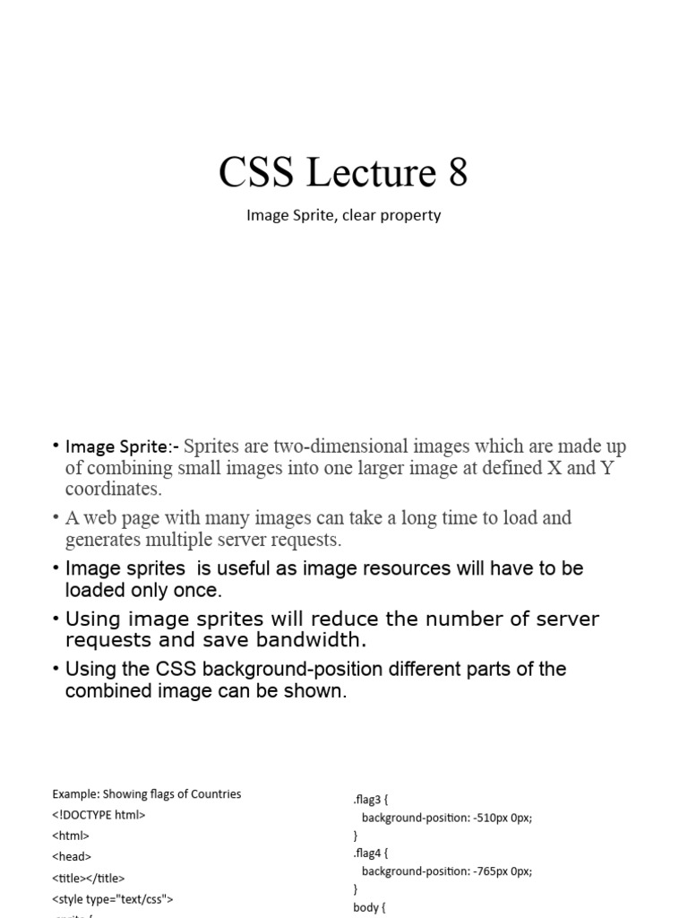 CSS Lecture 8 (Image Sprite) | PDF | World Wide Web | Internet & Web
