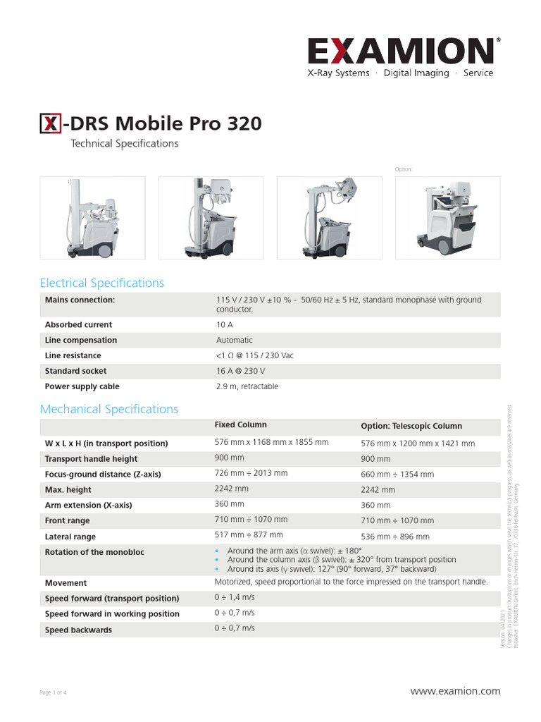 Data Sheet X Drs Mobile Pro 320 | PDF | Mains Electricity | Electrical ...