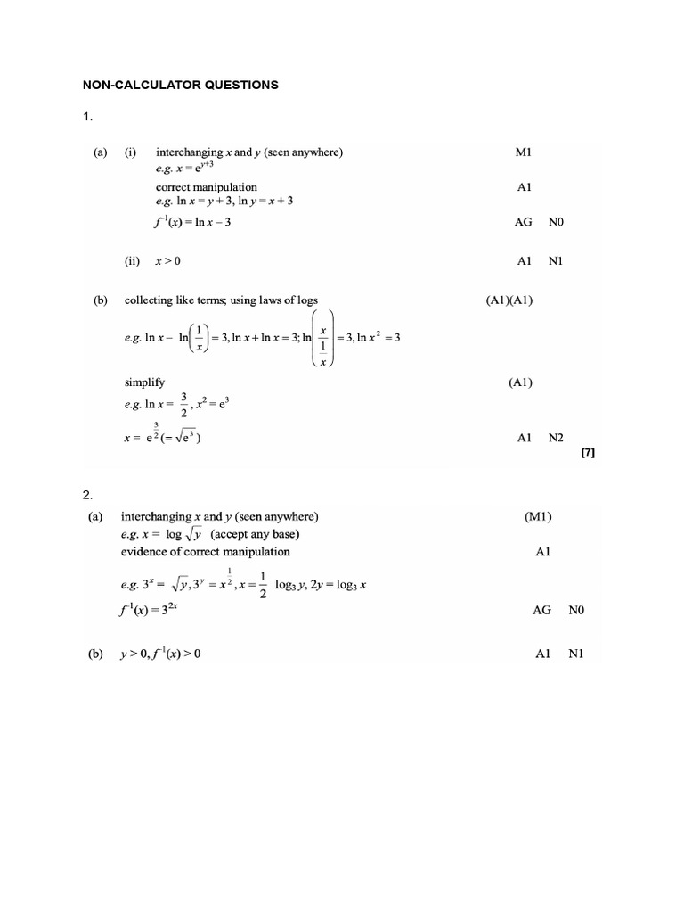 Topic 2 - Latter Part - Old Exam Questions - Mark Scheme | PDF