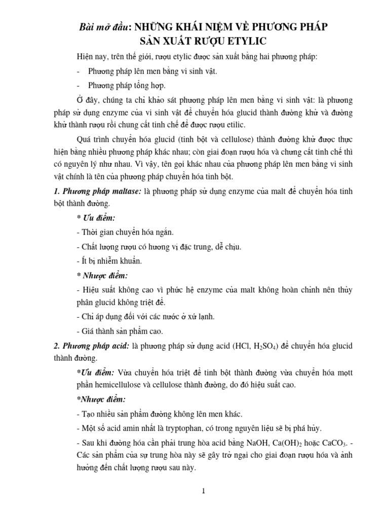 CÔNG NGHỆ SẢN XUẤT RƯỢU ETYLIC - BIA - 210616 | PDF