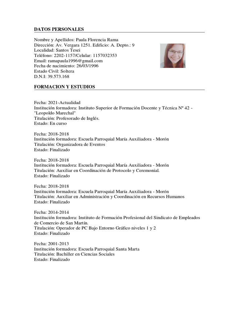 CV Paula Florencia Rama | PDF