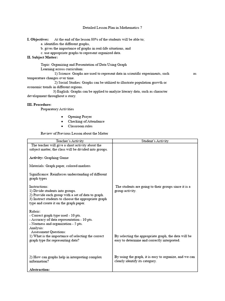 Detailed Lesson Plan in Mathematics 7 COT 2 | PDF | Pie Chart | Cognition