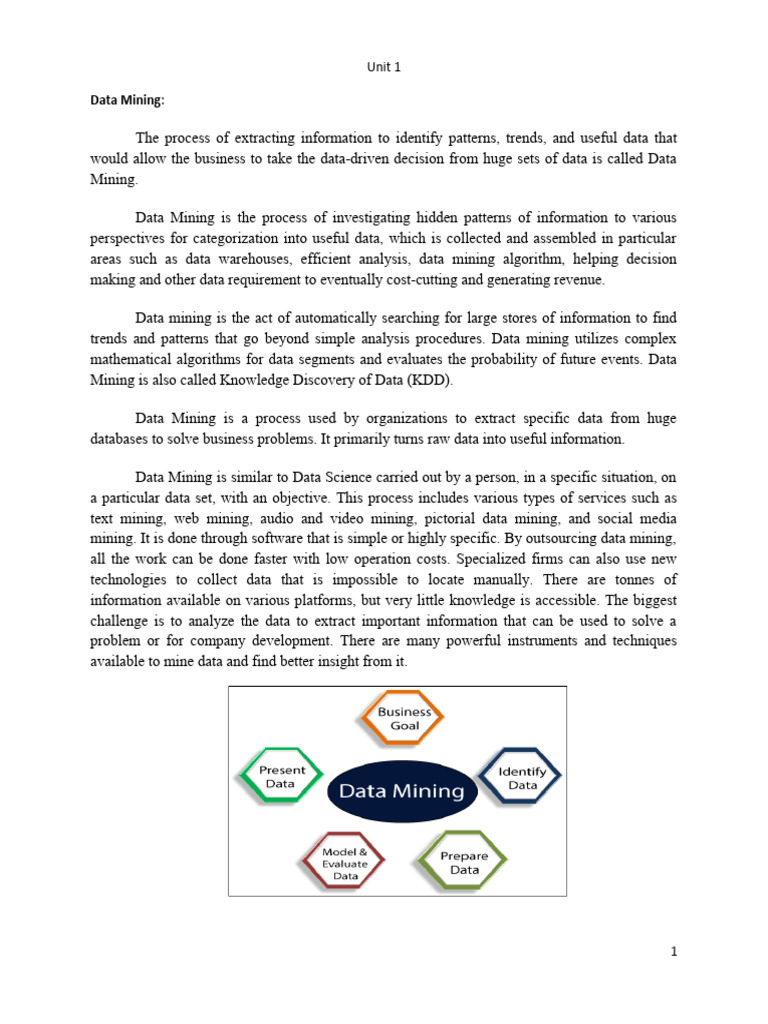 Unit 1 | PDF | Data Warehouse | Data Mining