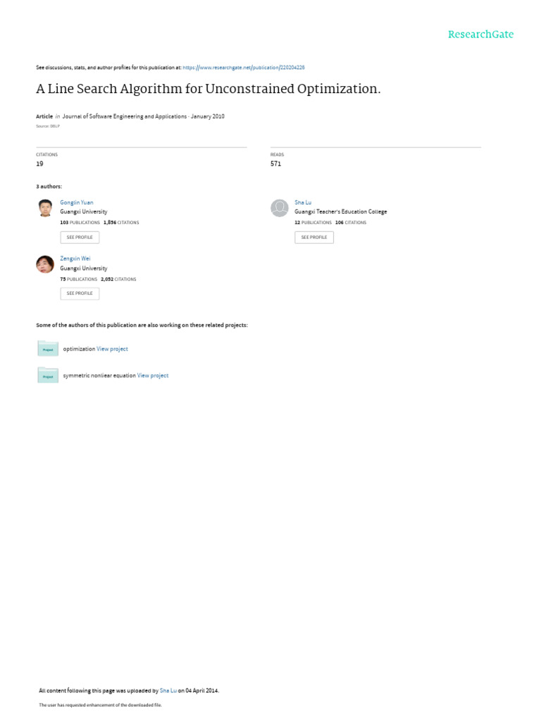 A Line Search Algorithm For Unconstrained Optimiza | PDF | Mathematical ... A Line Search Algorithm For Unconstrained Optimiza | PDF | Mathematical ...