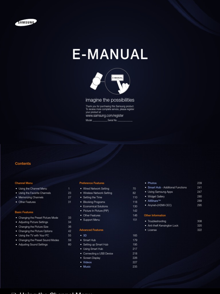 Samsung UN55D7000LF Manual | PDF | Ip Address | Computer Network