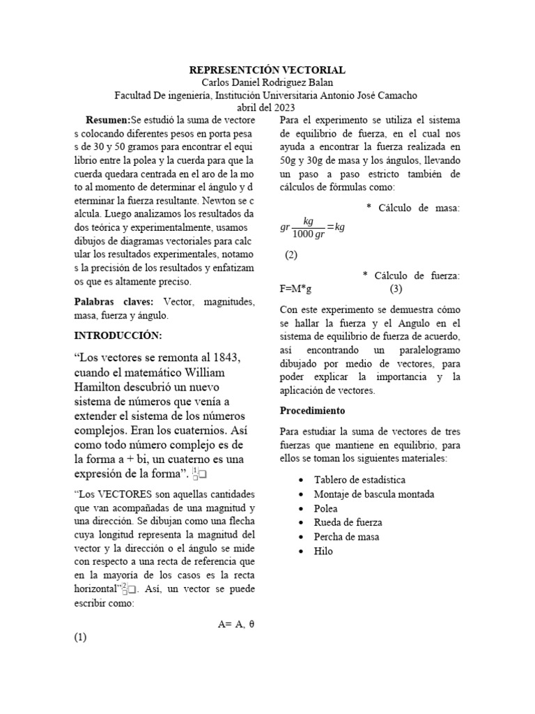 Informe #2 | PDF | Vector Euclidiano | Fuerza