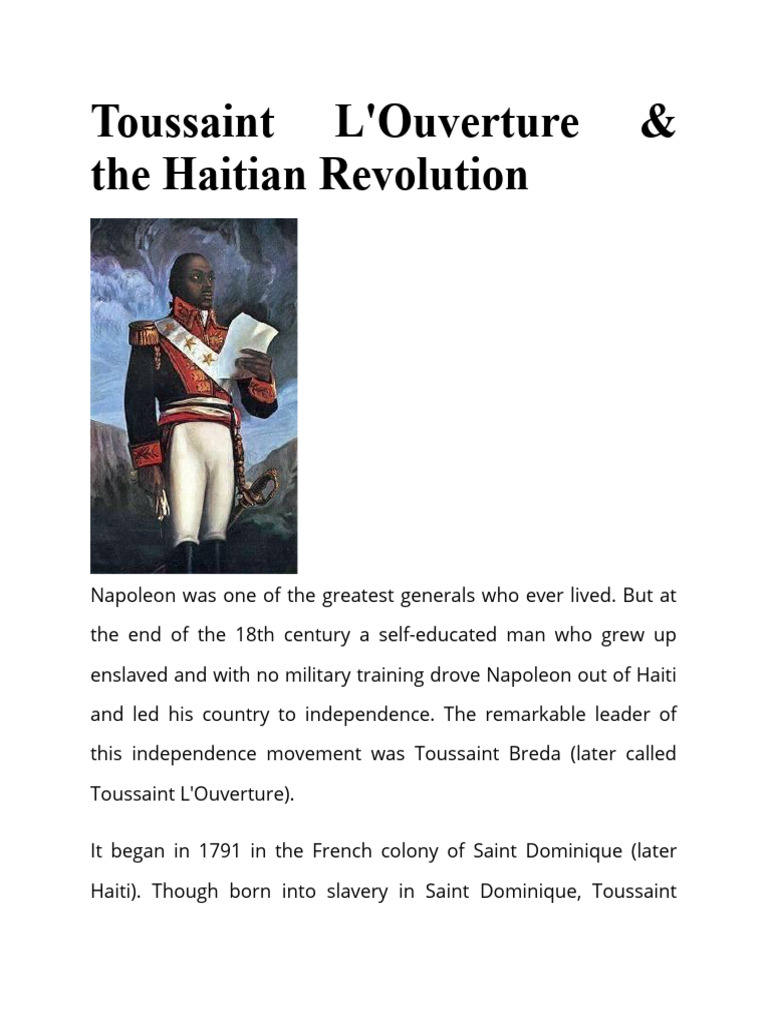 HISTORY (11) - Toussaint LOverture and The Haitian Revolution | PDF ...