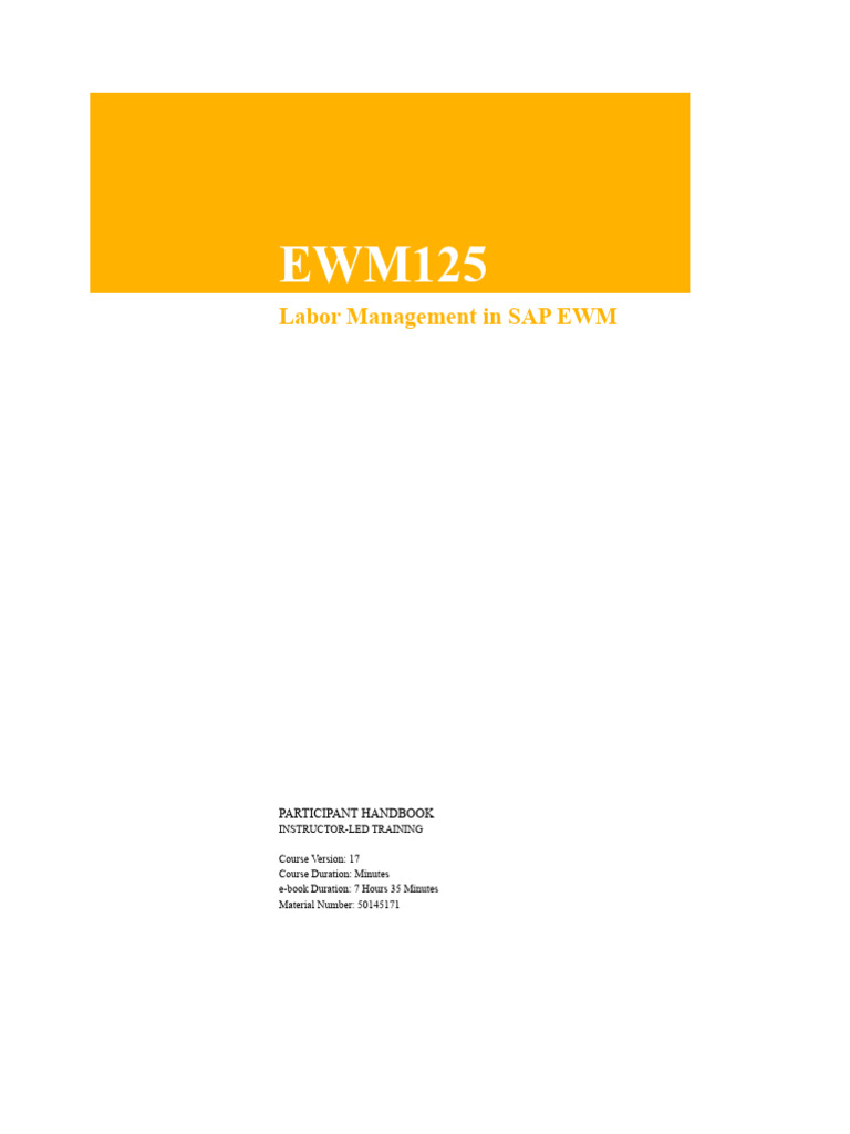 EWM125 Labor Management in SAP EWM 1 | PDF | Computers
