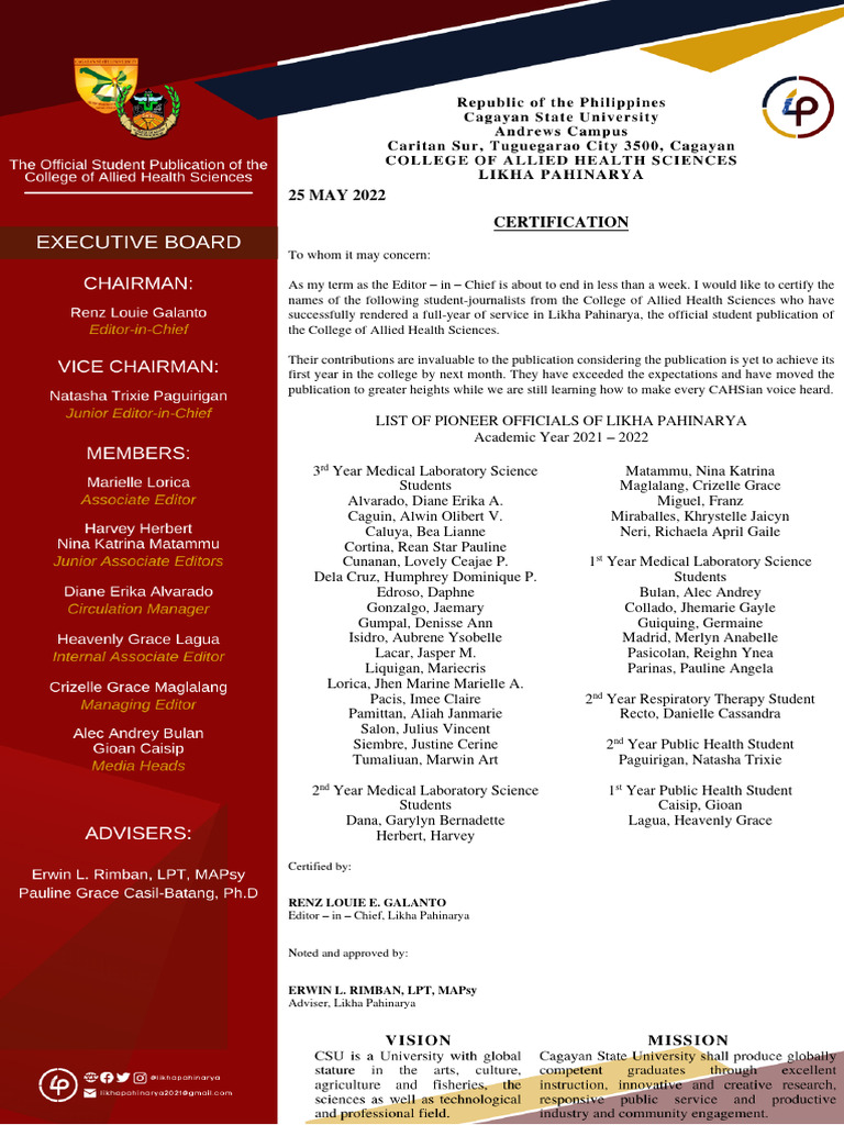 Certification Letter | PDF | Observation | Health Care