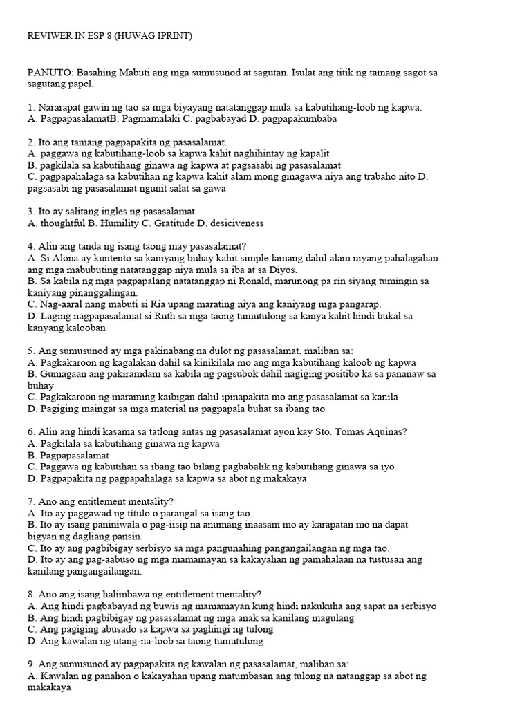 Reviewer in Esp 8 | PDF