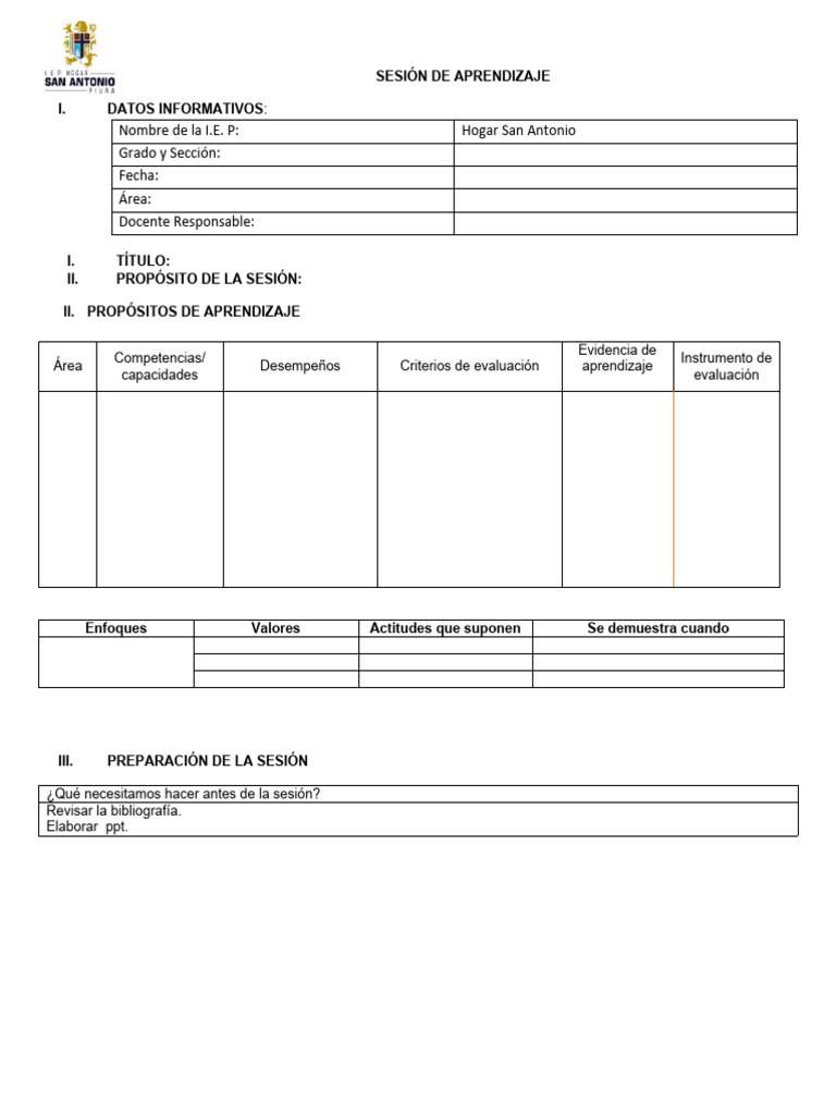 FORMATO DE SESIÓN | PDF | Evaluación | Aprendizaje