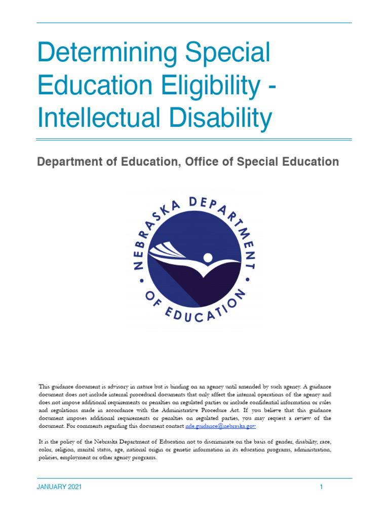Eligibility Guidelines Intellectual Disability | PDF | Intellectual ...