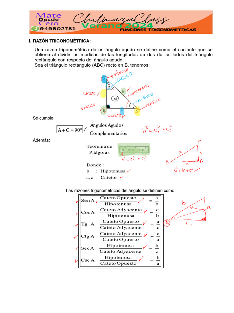 Funciones Trigonométricas-Sol | PDF | Funciones trigonométricas | Triángulo