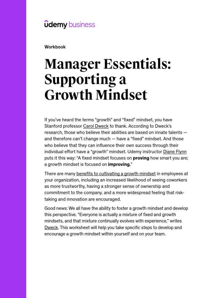 Growth Mindset Strategies for Managers | PDF | Mindset | Learning
