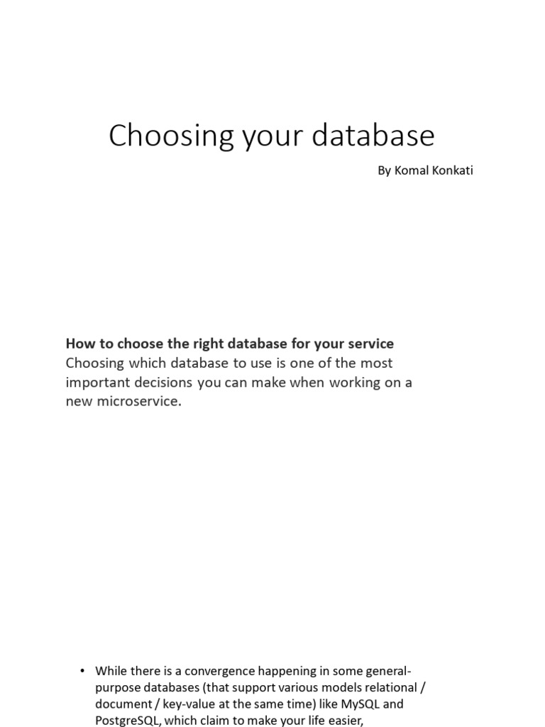 6th Choosing your database | PDF | Databases | Postgre Sql