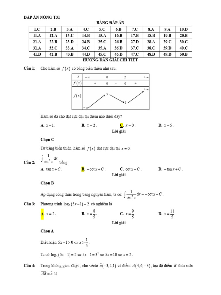 Đáp Án Nóng T31 | PDF