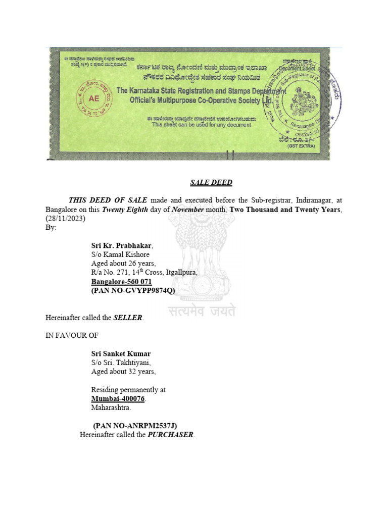 AMENDED SALE DEED assignment | PDF | Deed | Covenant (Law)