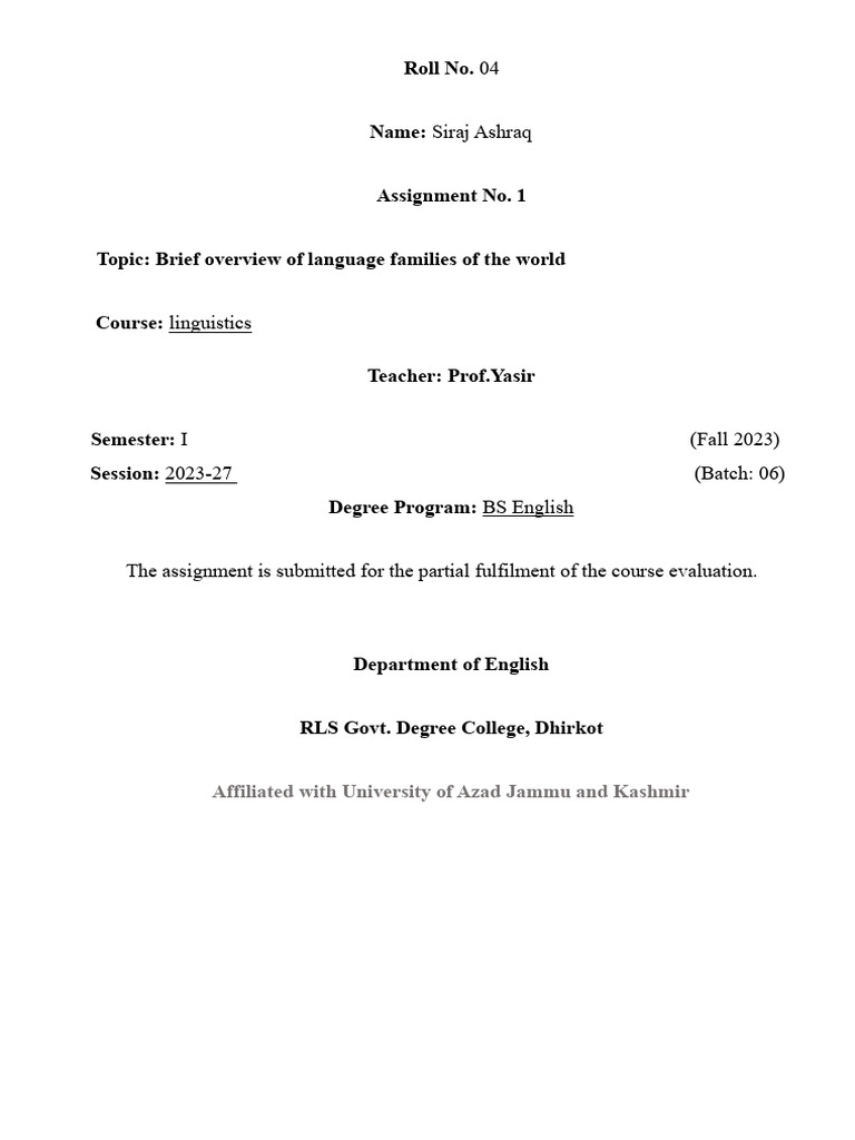 Linguistics Assignment 1 1 Pdf Human Communication Linguistics