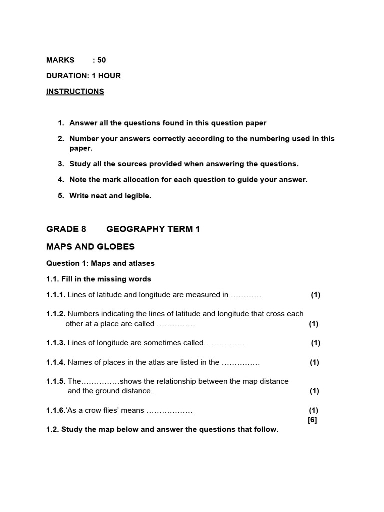 GRADE 8 TERM 1 Geography Test | PDF | Earth | Astronomy