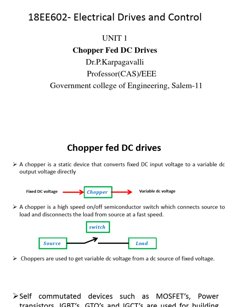 Chopper Fed DC Drives Overview | PDF | Direct Current | Alternating Current