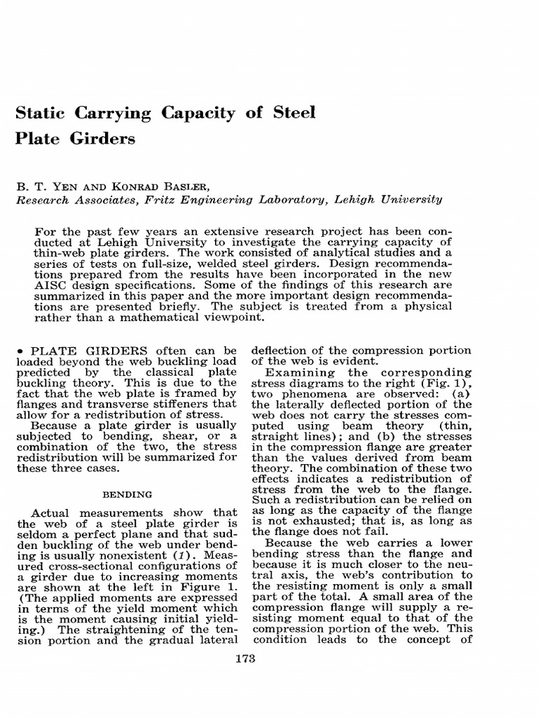 Static Capacity Plate Girder | PDF | Buckling | Stress (Mechanics)