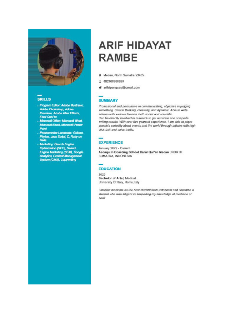 CV Arif Hidayat Rambe | PDF