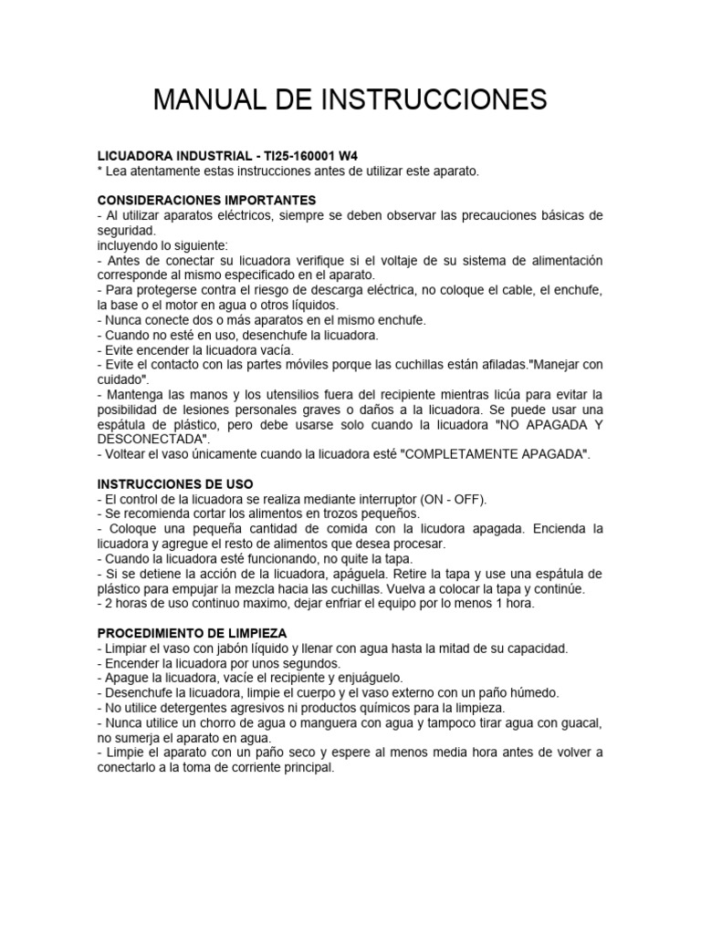 Manual de Instrucciones Croydon | PDF