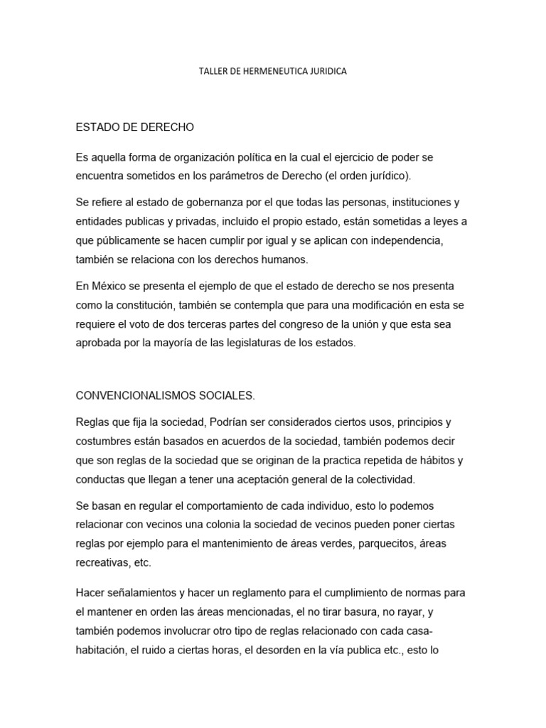 Taller de Hermeneutica Juridica | PDF | Estado (política) | Sociedad