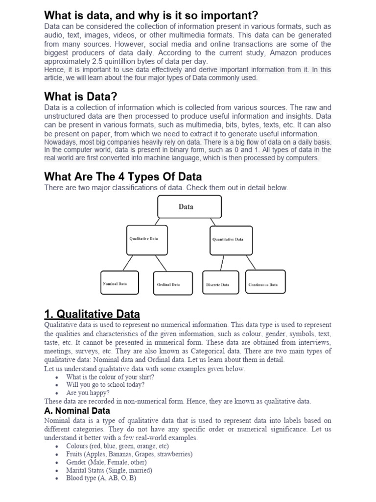 Data & Types of Data | PDF | Numbers | Level Of Measurement