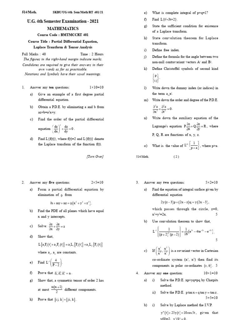 mathematics - bmtmccrt 401 | PDF